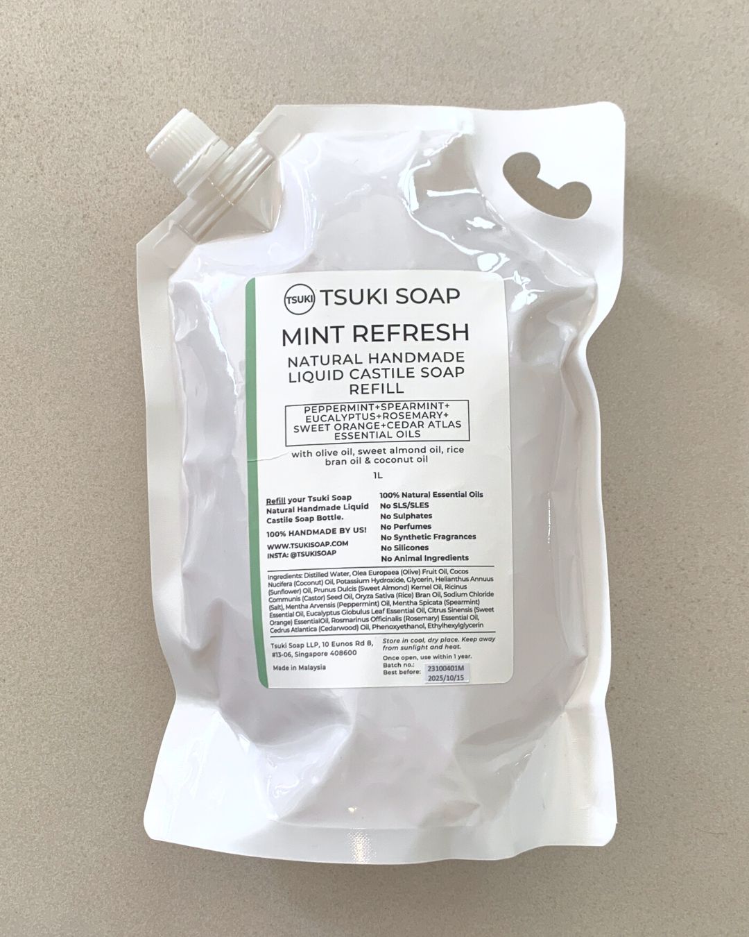 Mint Refresh Liquid Castile Soap - 1L Refill – Tsuki Soap