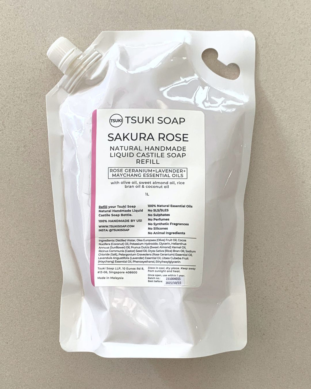 Sakura Rose Liquid Castile Soap - 1L Refill – Tsuki Soap